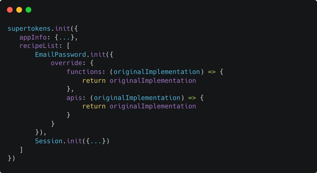 How to customise SuperTokens APIs